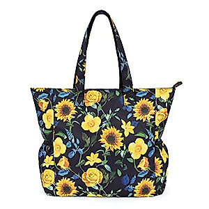CLOUDMUSIC Shoulder Tote Bag For Women Fashion Multi-functional Bag Daily Shopping Travelling Sports Fitting Hiking(Sunflowers and Yellow Roses)