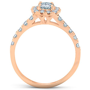 1 1/4 Ct Diamond Cushion Halo Engagement Wedding Ring Set 14k Rose Gold - Size 5.5