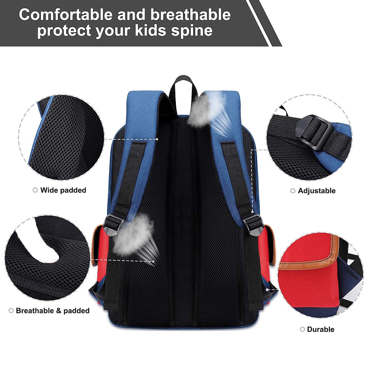 weiatas Kids Backpack Children Bookbag Preschool Kindergarten Elementary School Bag for Girls Boys (Red-blue, Small)