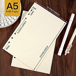 LEOBRO Refillable A5 Notebook Set, 2 Pack A5 Dotted Filler Paper, 320 Pcs Index Tabs, with Binder Pocket, 3-Pocket Loose-Leaf Bags, Ruler Marker, Paper Refill for 6-Ring A5 Binders Planner Notebook
