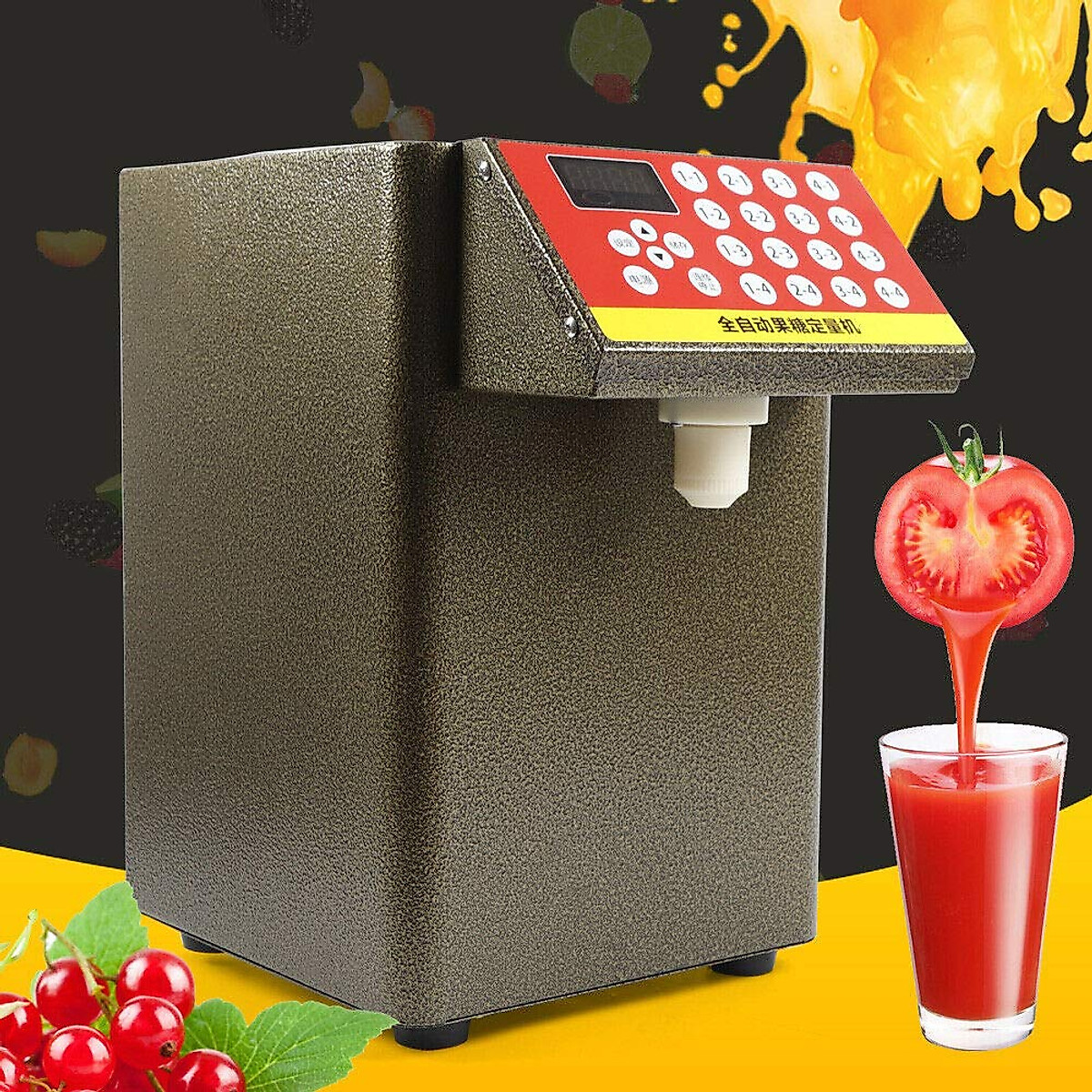 DENESTUS Automatic Fructose Dispenser Syrup Dispenser 8000CC Bubble Tea Fructose Quantitative Machine Stainless Steel Barrel 220V