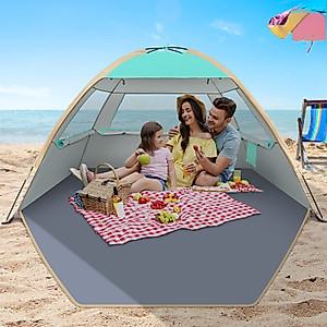 Gorich Beach Shade Tent for 3 Person with UPF 50+ UV Protection, Portable Sun Shelter Canopy, Lightweight & Easy Setup Cabana Beach Tent