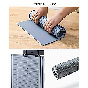 Extra Large Christmas Dish Drying Mat for Kitchen Counter, 24*13 Inch Trifold Food Grade Silicone Drying Mats Countertop, Heat & Cold Resistant (Black)