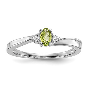 IceCarats 925 Sterling Silver Green Peridot Diamond Ring Gemstone Band August Birthstone Jewelry Size 8.00