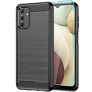 Samsung A13 5G Case,Galaxy A13 Case,with HD Screen Protector,Shock-Absorption Flexible TPU Bumper Cove Soft Rubber Protective Case for Samsung Galaxy A13 5G (Black Brushed TPU)
