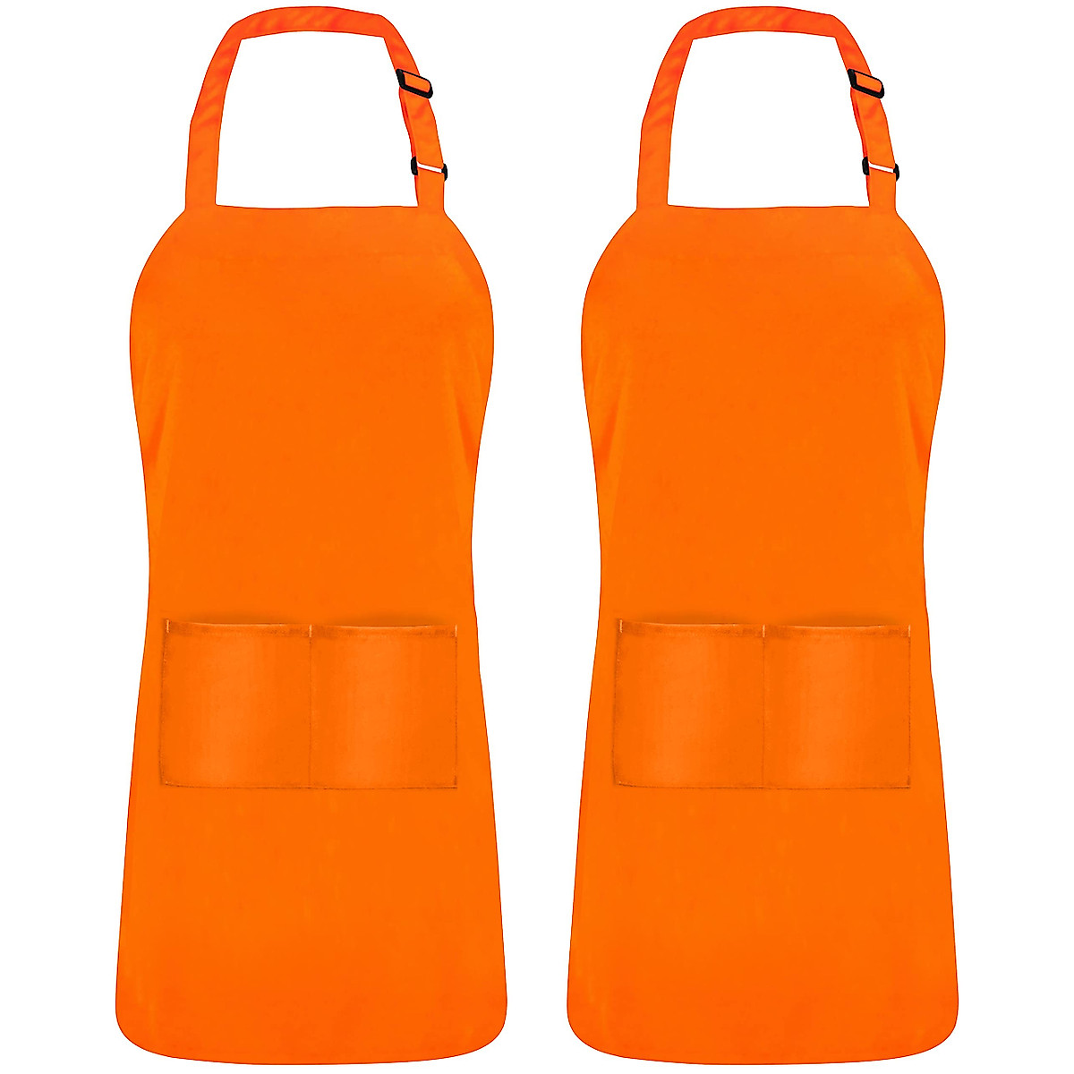 Bundle Set of Utopia Kitchen Flour Sack Tea Towels 12 Pack, 28" x 28" Ring Spun 100% Cotton Dish Cloths and Utopia Kitchen Unisex Adjustable Bib Apron with 2 Pockets Orange