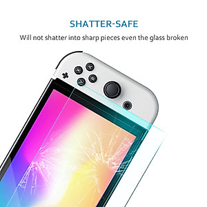 TJS [2 Pack Screen Protector Tempered Glass for Nintendo Switch OLED Model 2021, [Works While Docking] - 0.3mm Thickness/Bubble Free/Ultra Clear/9H Hardness/Anti-Scratch/Anti-Fingerprint (Clear)