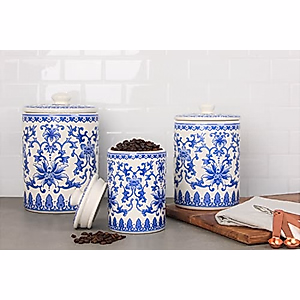 10 Strawberry Street Kitchen Canister, 3 Piece Set, Chinoiserie Blue