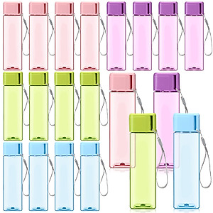Mifoci 20 Pieces Water Bottle Bulk 17 oz Plastic Water Bottles Bulk Gym Sports Adults Reusable Large Drinking Cups for Outdoor Fitness(Colorful,Rectangle)