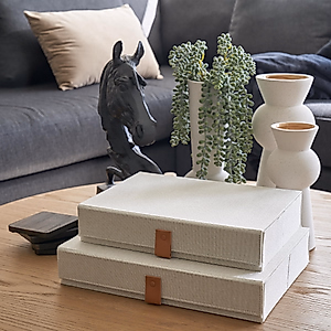 Decorative Photo Storage Boxes with Lids - Set of 2 Beautiful Linen Organizers Are Perfect to Safely Store Your Pictures, Documents, Scrapbooking Supplies, Keepsakes and Other Memories in Style