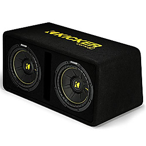 Kicker Bundle Compatible with Universal Vehicles 44DCWC102 Dual 10" CompC Ported Dual Loaded Sub Box Enclosure with HA-A400.1 800 Watt Subwoofer Amplifier and HA-AK8 900W Amp Install Kit