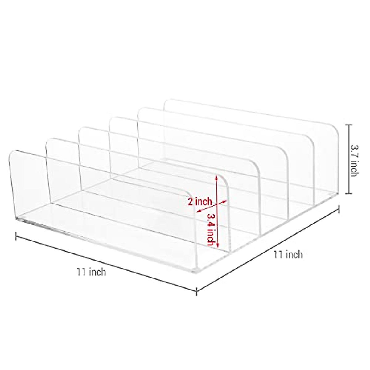 MyGift Clear Premium Acrylic Wallet and Small Purse Organizer with 5 Divided Sections, Clutch Tray Drawer Storage Organizer