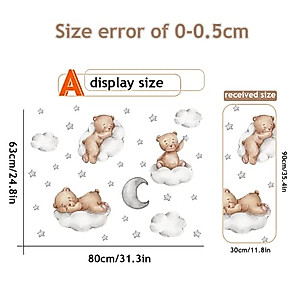 Tedy Bear Wall Decor, Tedy Bear Sleeping on The Moon and Stars Wall Stickers Cartoon Cute Tedy Bear Decals Extra Stars Wall Decor for Kids Baby Room Interior Nursery Tedy Bear Decoration