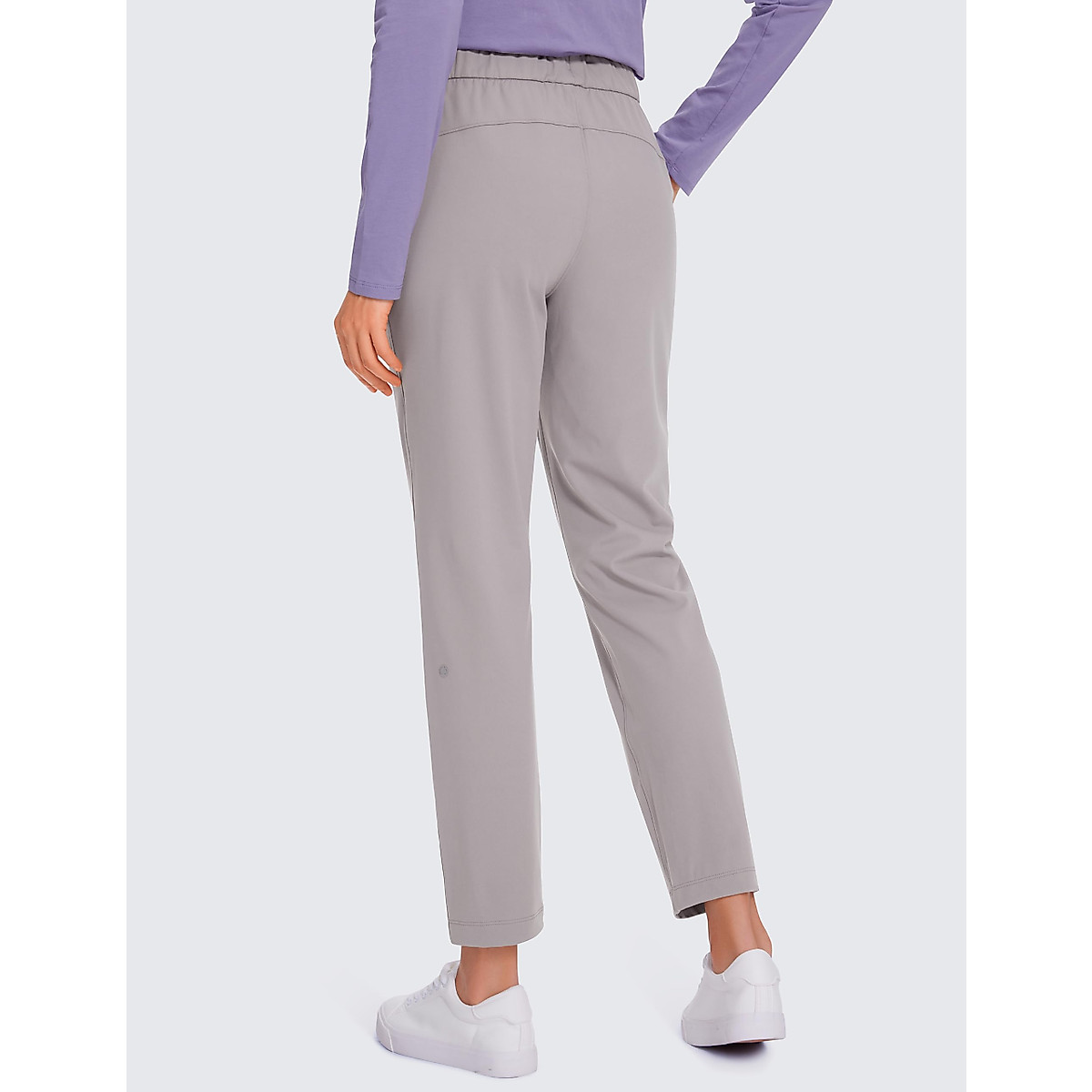 CRZ YOGA Womens 4-Way Stretch Ankle Golf Pants - 7/8 Dress Work Pants Pockets Athletic Travel Casual Lounge Workout Dark Chrome Small