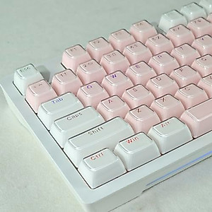 COTAIWA Crystal Keycaps,Ice Crystal Keycap，ABS Jelly Key caps Set for 61 68 104 Mechanical Gaming Keyboard Cherry Profile English Layout(Pink with White)