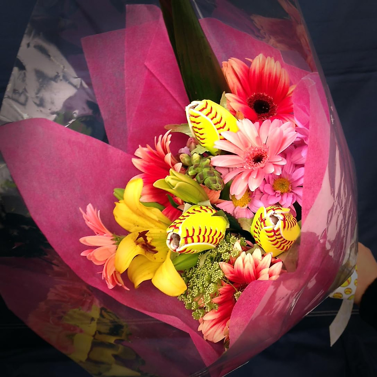 Softball Rose with Graduation Year - Handmade with Authentic Premium Softball Covers - Original Sports Roses Design