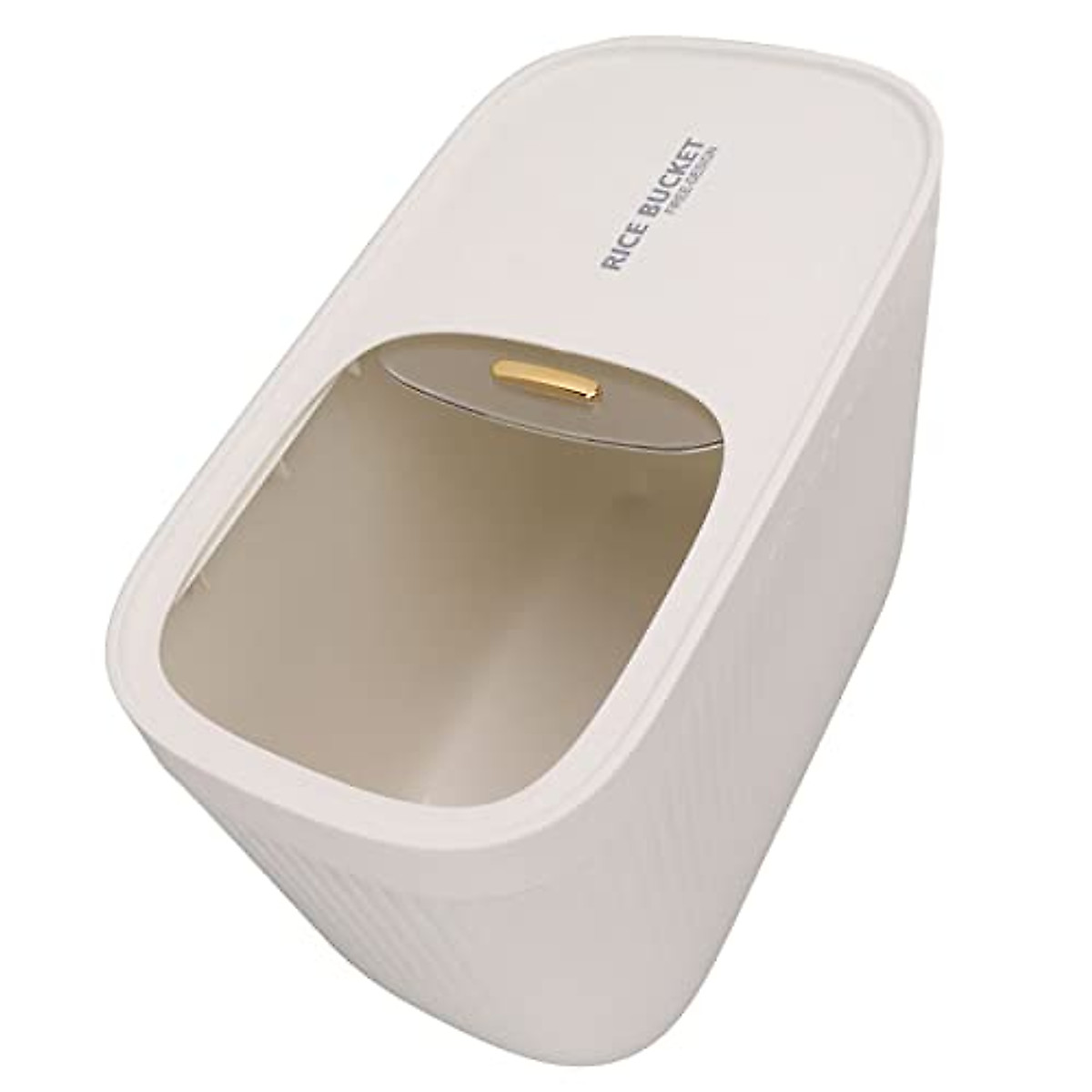 Masyrt Rice Container, Plastic Rice Bucket, Rice Container with Transparent Lid for Flour Beans (White)