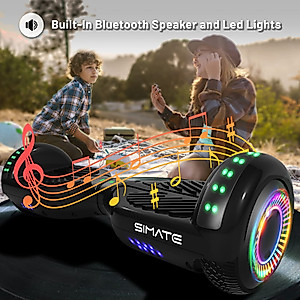 SIMATE 6.5" Hoverboard with Bluetooth & LED Lights, Self Balancing Hover Boards for Kids & Adults & Girls & Boys, for All Ages…