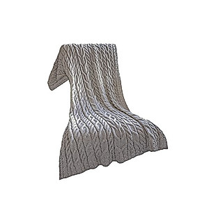 Irish Cable Knit Blanket Supersoft Merino Wool Throw Made in Ireland 40" x 60" (Toasted Oat)