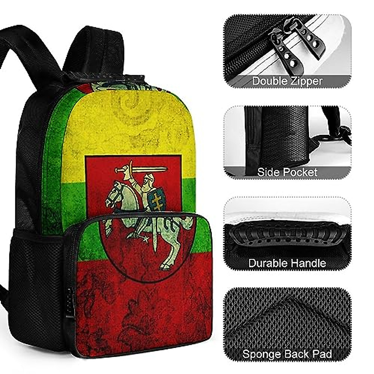 Lithuanian Flag Laptop Backpack Lightweight 16 Inch Travel Backpack Shoulder Bag Daypack for Men Women