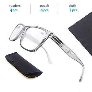 OLOMEE Reading Glasses 1.5 Oversized Large Square Men Readers 4 Pack,Lightweight Cheaters Glasses W/Comfortable Spring Hinges