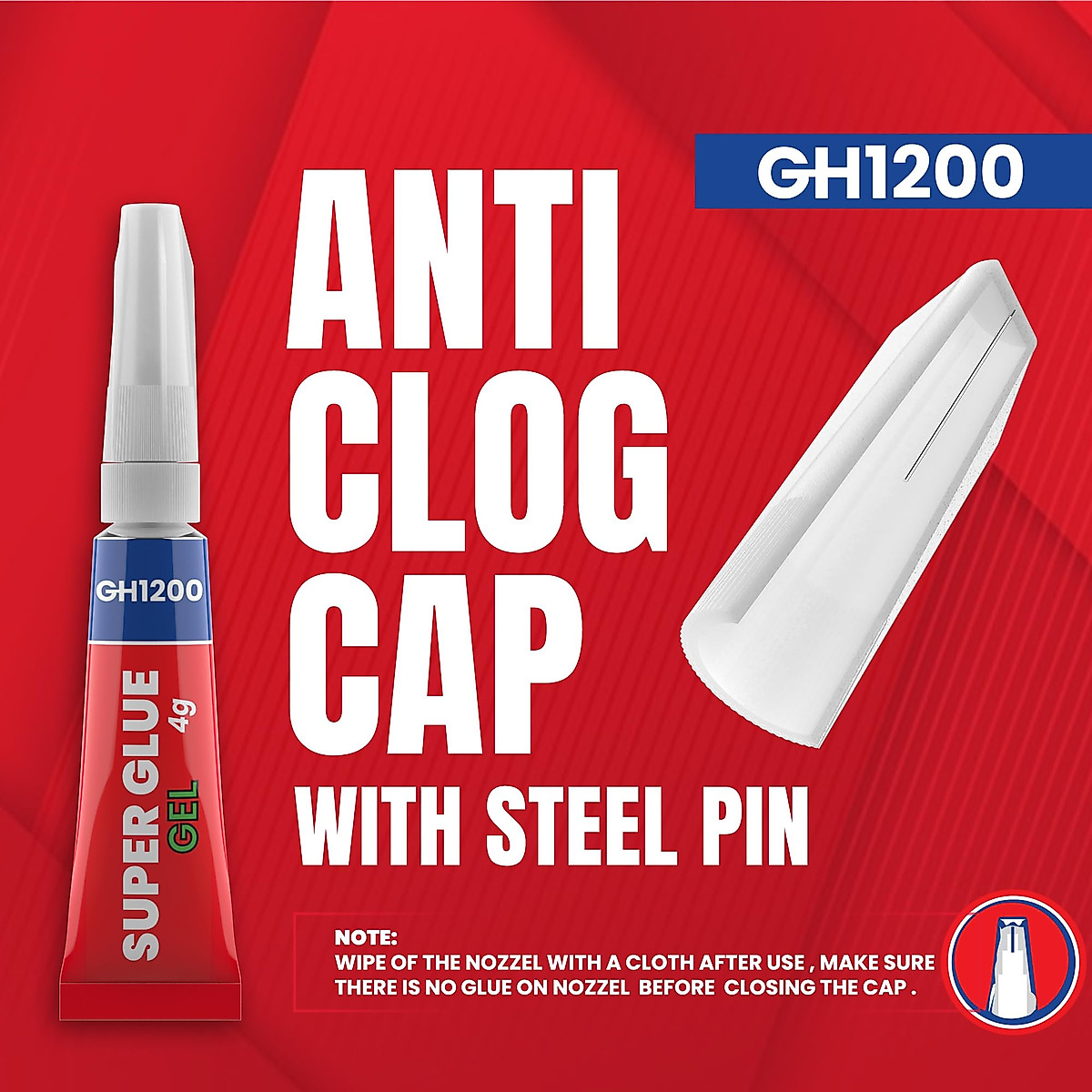 4Gx 5 Value Pack Super Glue Gel All Purpose with Anti Clog Cap. Super Fast & Strong Adhesive Superglue, Cyanoacrylate Glue for DIY Crafts and Many More