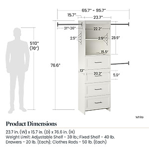SystemBuild Evolution Nevaeh Ridge 4 Drawer Closet Storage in White