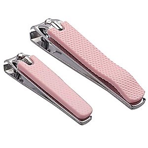 Rocutus 2pcs/set Nail Clippers Set Portable Nail Scissors Toenail Clippers Nail Clippers,Adult Pedicure Nail Clippers,Fingernail Clippers Household Foot Manicure Scissors Manicure Tools (pink)
