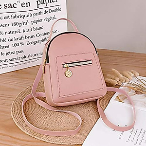 Women Mini-Portable Leather Backpack Cute Casual Shoulder Messenger Zippered Pockets Crossbody Convertible Bag for Girl