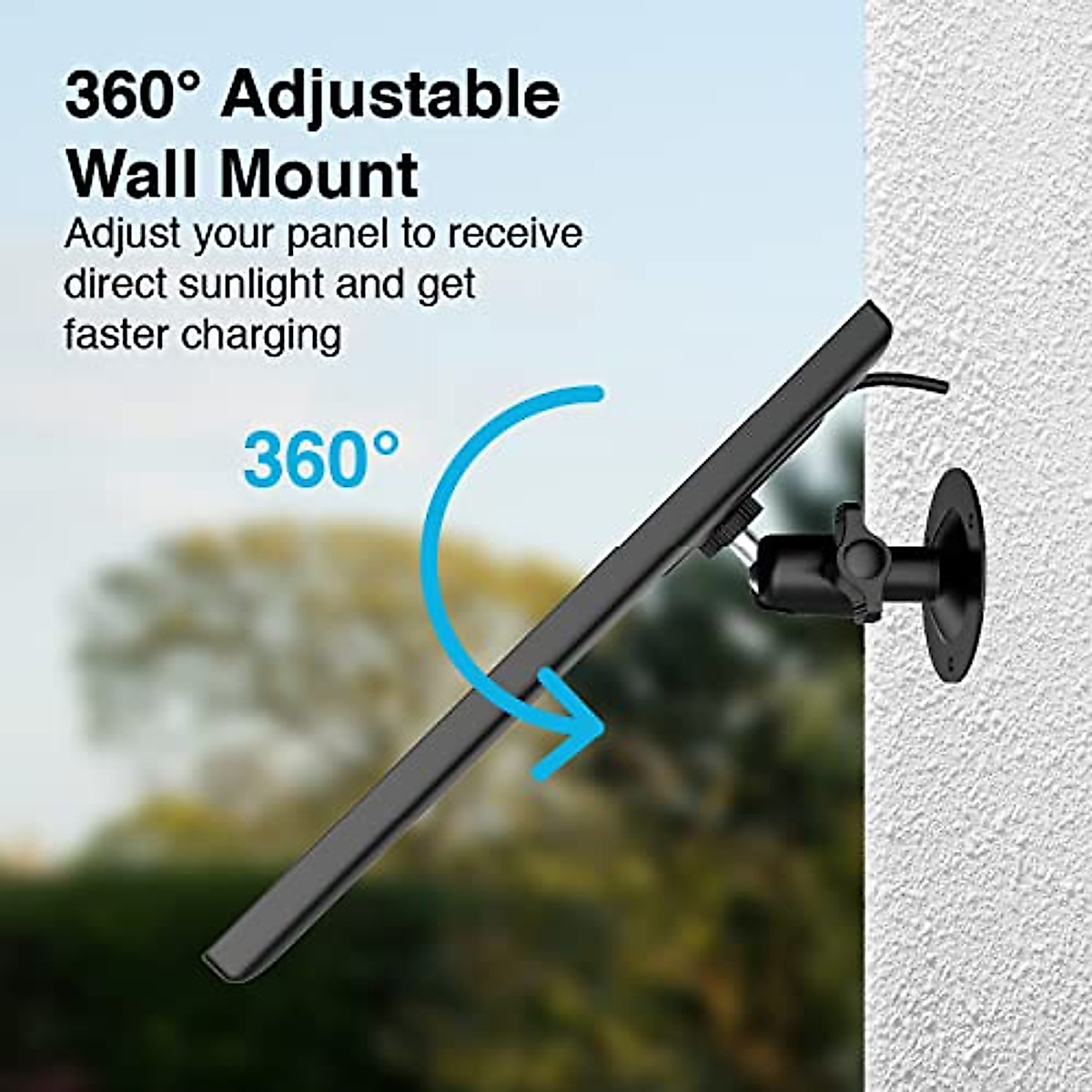 LuckSun Solar Panel for Outdoor Security Camera, Waterproof Solar Panel with 10ft Micro-USB Cable, 5V1A Continuously Power for Rechargeable Battery Camera, Adjustable Wall Mount (No Camera)