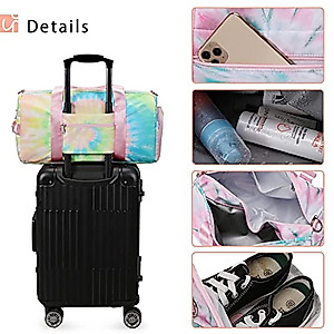 Abshoo Sports Gym Bag for Girls Teen Weekender Carry On Women Travel Duffel Bag with Shoe Compartment (Tie Dye C) Medium