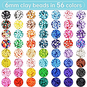 Gugull 14760pcs Clay Beads for Bracelet Making kit 56 Color Flat Heishi Beads for Jewelry Making