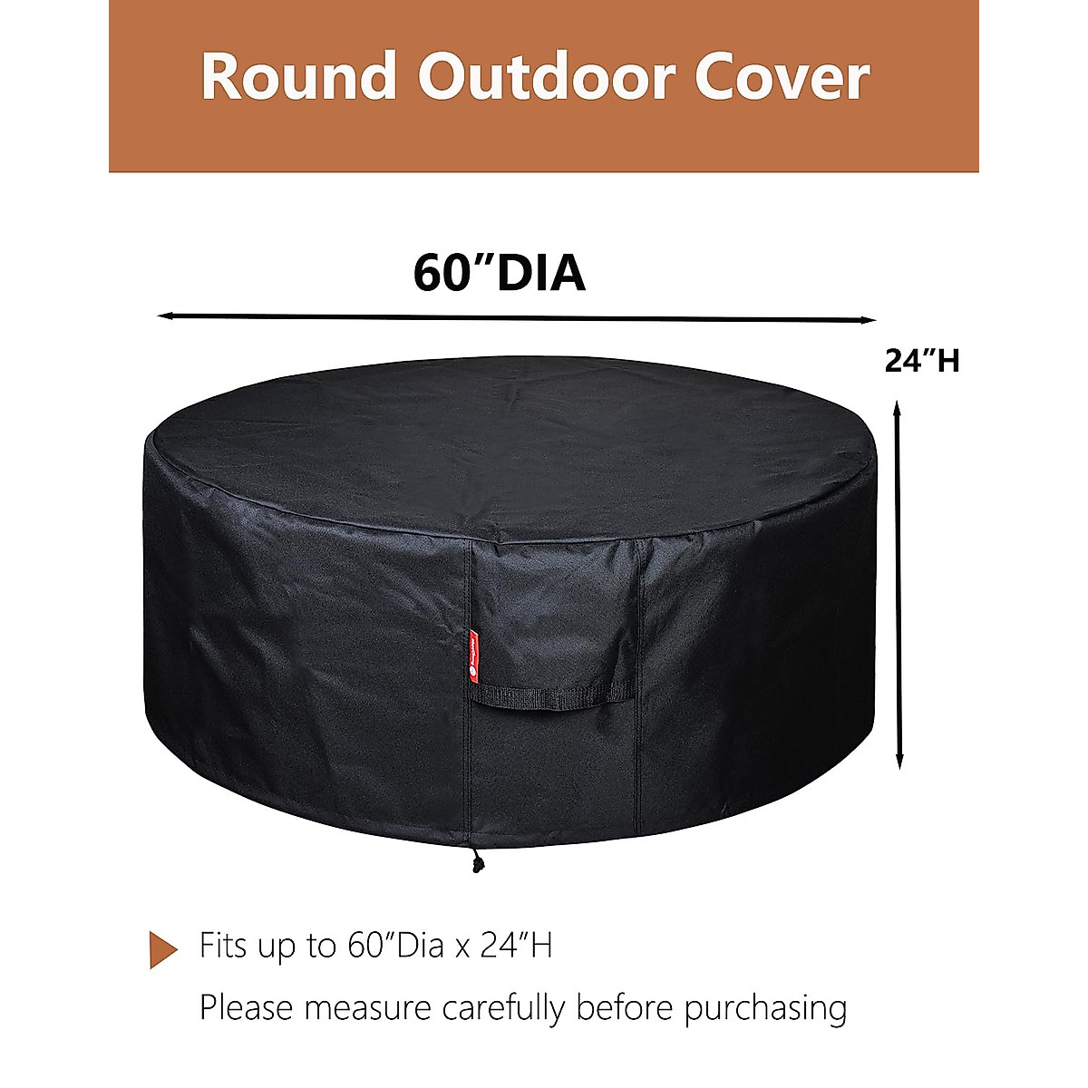 SheeChung Fire Pit Cover Round 60"Dx24"H,Waterproof Heavy Duty 600D Polyester Fire Pit Cover,Large Shelter for Outdoor Patio Fireplace Table Chair,Patio Furniture Covers