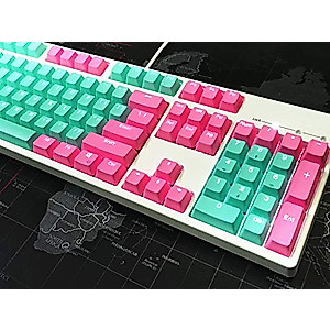 104 Keys Miami PBT Doubleshot Backlit Keycaps ANSI/ISO Keyset OEM Profile for 60%/87 TKL/104/108 Cherry MX Switches Gaming Mechanical Keyboards (Miami)