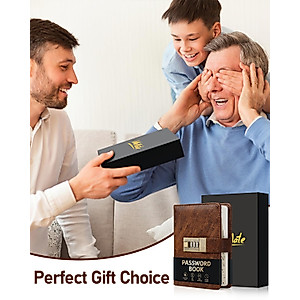 WEMATE Password Book with Lock, Password Book with Alphabetical Tabs 600+ Password Spaces, Password Logbook with Lock, Password Keeper for Computer 4.33 X 6.18 Inch Brown