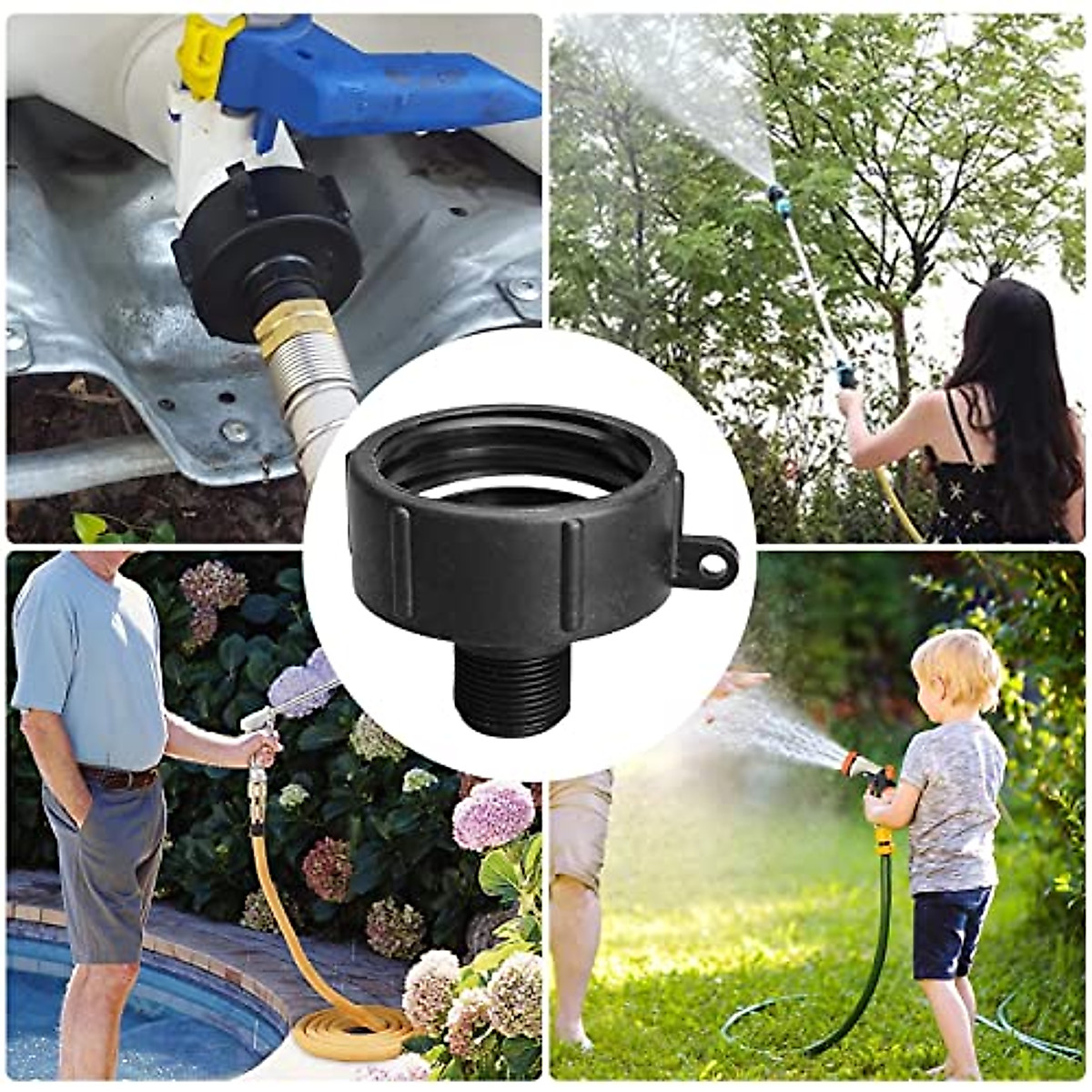 PATIFUN 275 330 G IBC Drain Adapter FINE Thread 2 NPS (60mm) Female x 3/4" BSP/NPT Male G Hose Tote Adapter Garden Hose Drain Plug Connector Water Hose Male Adapter Food Grade IBC Adapter