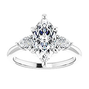 JEWELERYIUM 2 CT Marquise Colorless Moissanite Engagement Ring, Wedding Bridal Ring Set, Eternity Sterling Silver Solid colorless