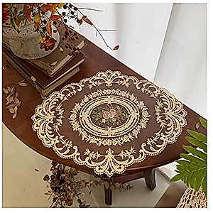 2PACK Retro French Style Lace Placemats Fashionable Embroidered Cup Mat vase mat 12”x16”,Beige