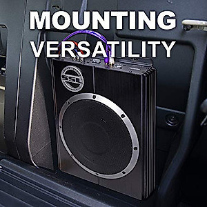 Sound Storm Laboratories LOPRO10 10 Inch Powered Under Seat Car Audio Subwoofer - 1200 Watts Max, Built-in Amplifier, Low Profile, Remote Subwoofer Control, for Truck, Boxes and Enclosures