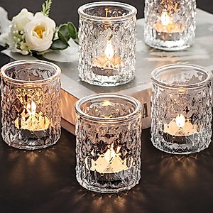 NITIME 12pcs Votive Candle Holders, Clear Glass Candle Holder in Bulk, Tealight Candle Holder for Wedding Decor, Table Centerpiece, Home Decor and Holiday Decor