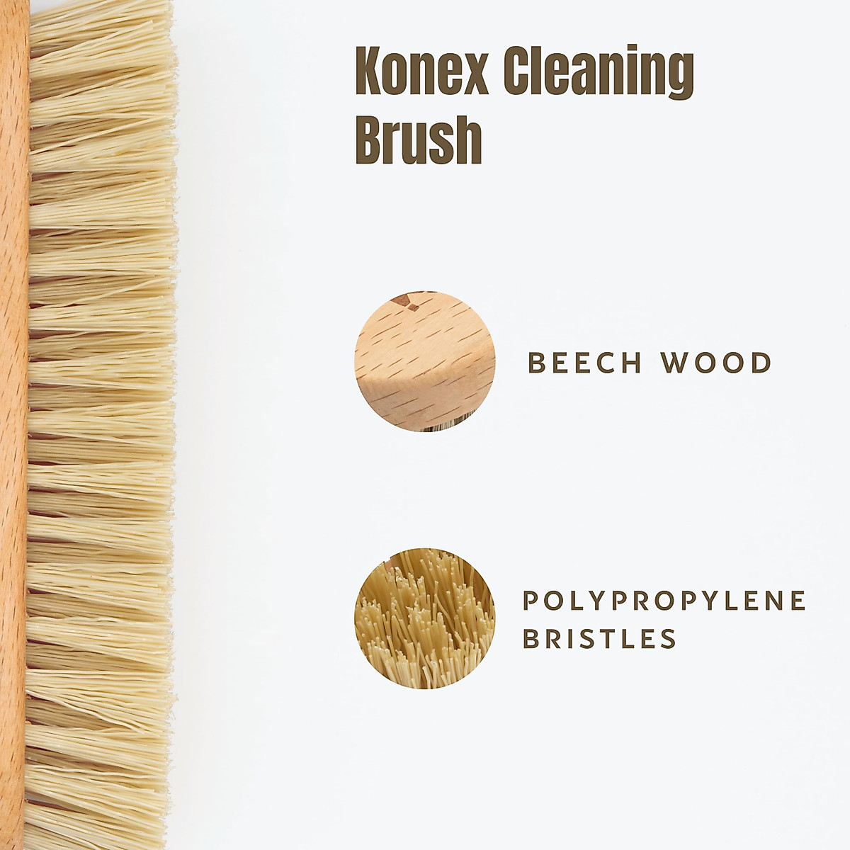 KONEX Nylon Fiber Economy Utility Cleaning Hand Brush, Heavy Duty Hand-Held Scrub Brush with Stiff Bristles, Wooden Body, Ideal Scrub Brushes for Cleaning and Scrub Brushes (Peanut Shaped)