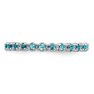 IceCarats 925 Sterling Silver Blue Topaz Stackable Ring Gemstone Band December Birthstone Jewelry Size 8.00