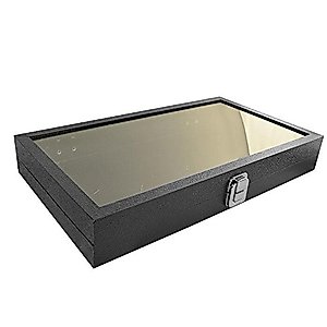 Black Leather Wrapped Display Case Tray Organizer ~ 14 3/4" x 8 1/4" x 2 1/8"