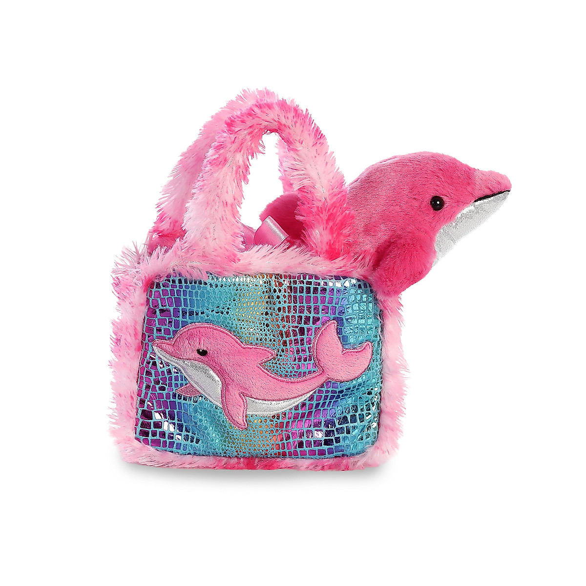 Aurora® Fashionable Fancy Pals™ Dolphin Stuffed Animal - On-The-go Companions - Stylish Accessories - Multicolor 7 Inches