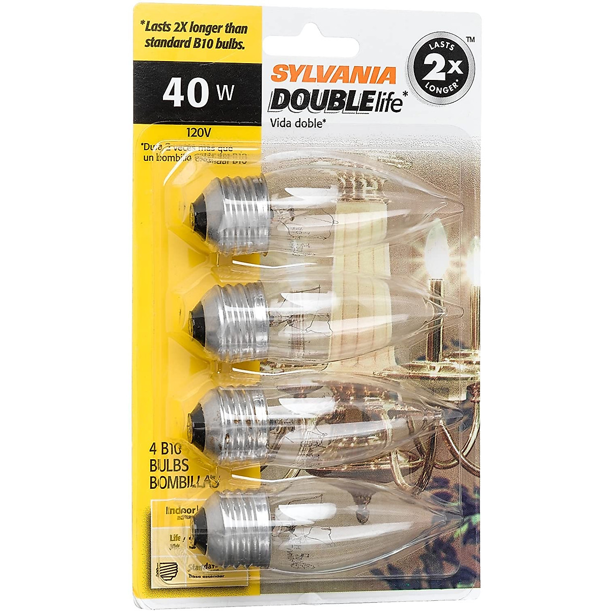 Sylvania 40 Watt Incandescent B10 120V Medium Base model number 13332-SYL