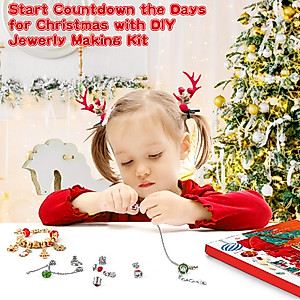 Advent Calendar 2023 Bracelets for Girls with 24 Days Christmas Countdown Calendar, 24pcs DIY Charm Jewelry Making Kit, Christmas Gift for Kids Teens Women