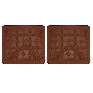 Silicone Macaron Mats, 2 Pieces of 30-Grid Macaron Pads Non-Sticking Kitchen Baking Molds Mats Pads for Making or Baking Macarons Cookies at Home Bakery Cake Shop
