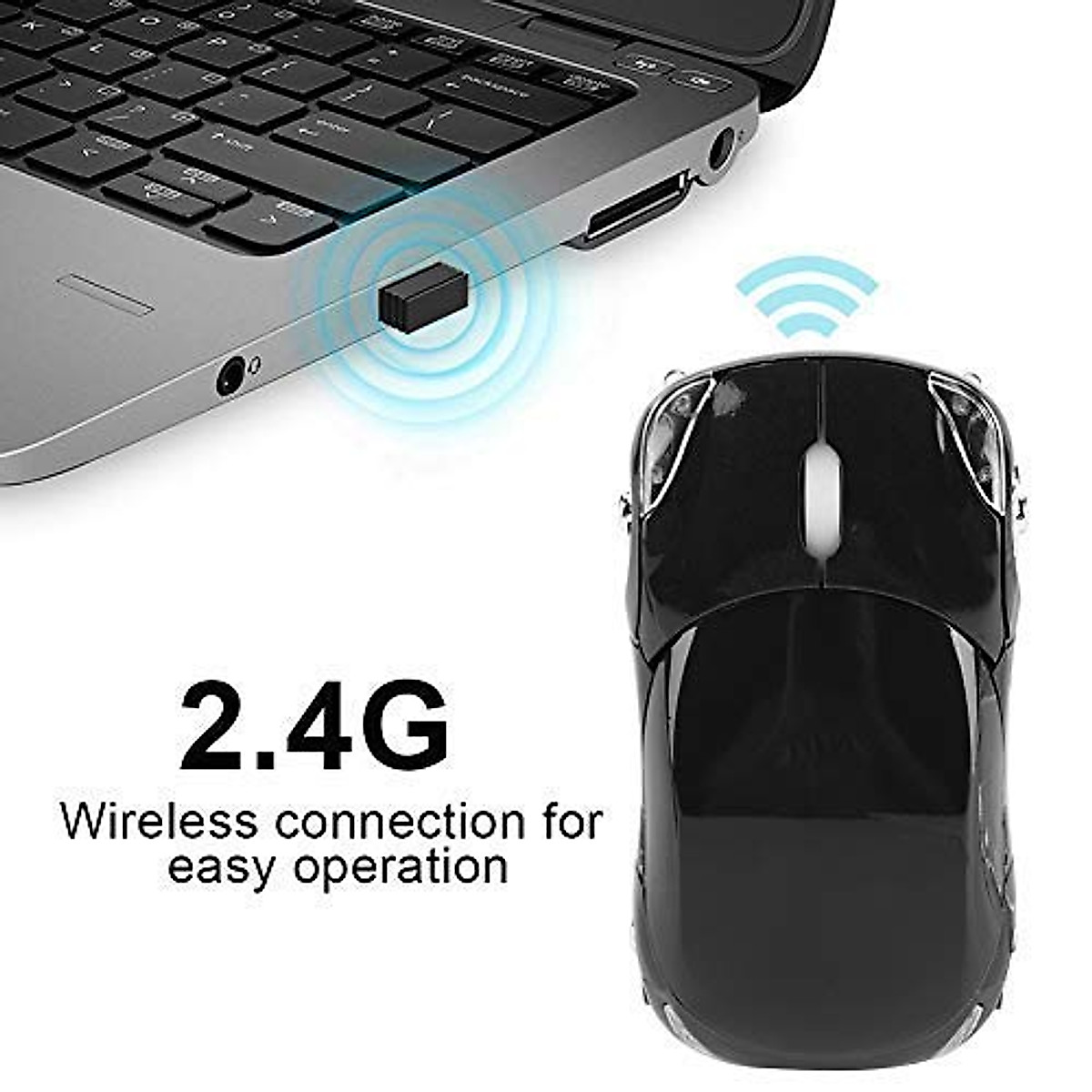 Zerone 2.4GHz Mouse, Portable Optical Mouse 1600DPI for/Android/ME/Windows PC/Tablet Gaming Office (Black)
