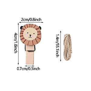 10Set/100PCS Wood Clips Animals with Twine Clothespins Cute Desk Decoration with Rope