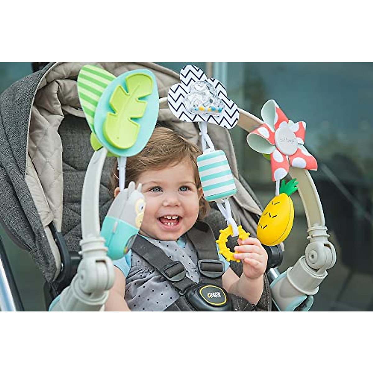 Taf Toys ‘Tropical Orchestra Arch’ | Ideal for Infant & Toddlers, Fits Stroller & Pram, Activity Arch with Fascinating Toys, Stimulates Baby’s Senses and Motor Skills Development, Easier Outdoors